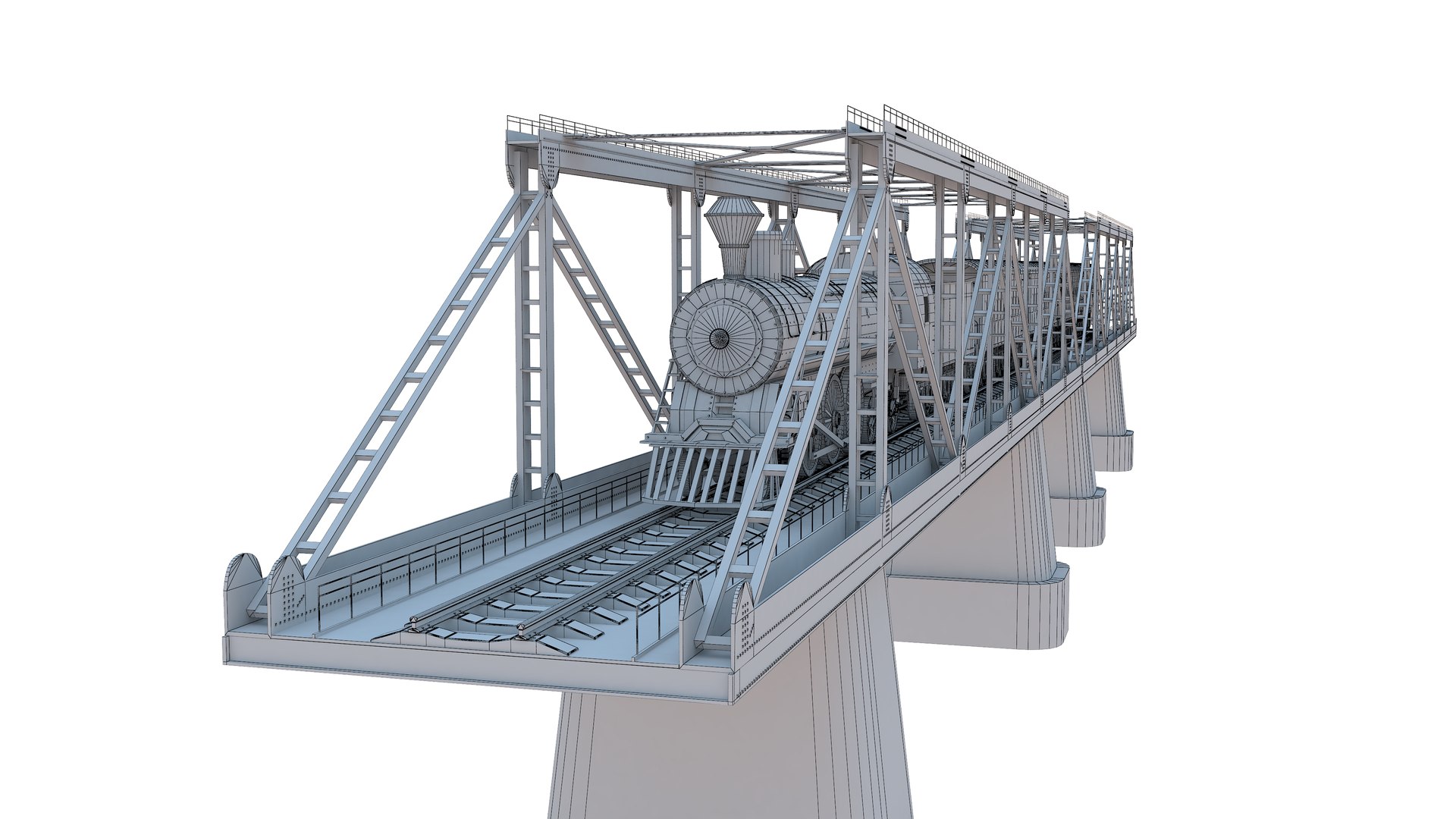3D Railway Bridge And Train - Blue - TurboSquid 1923059