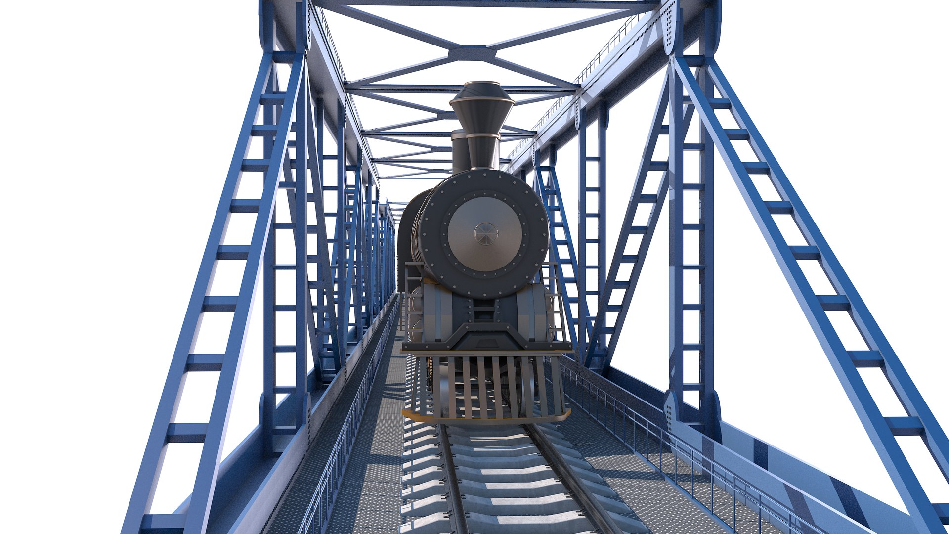 3D Railway Bridge And Train - Blue - TurboSquid 1923059