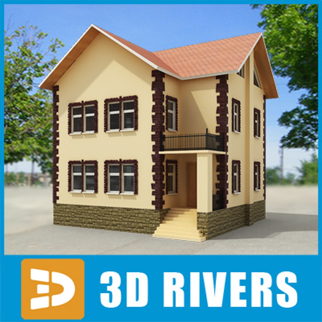 Small Town House Building 3d Model