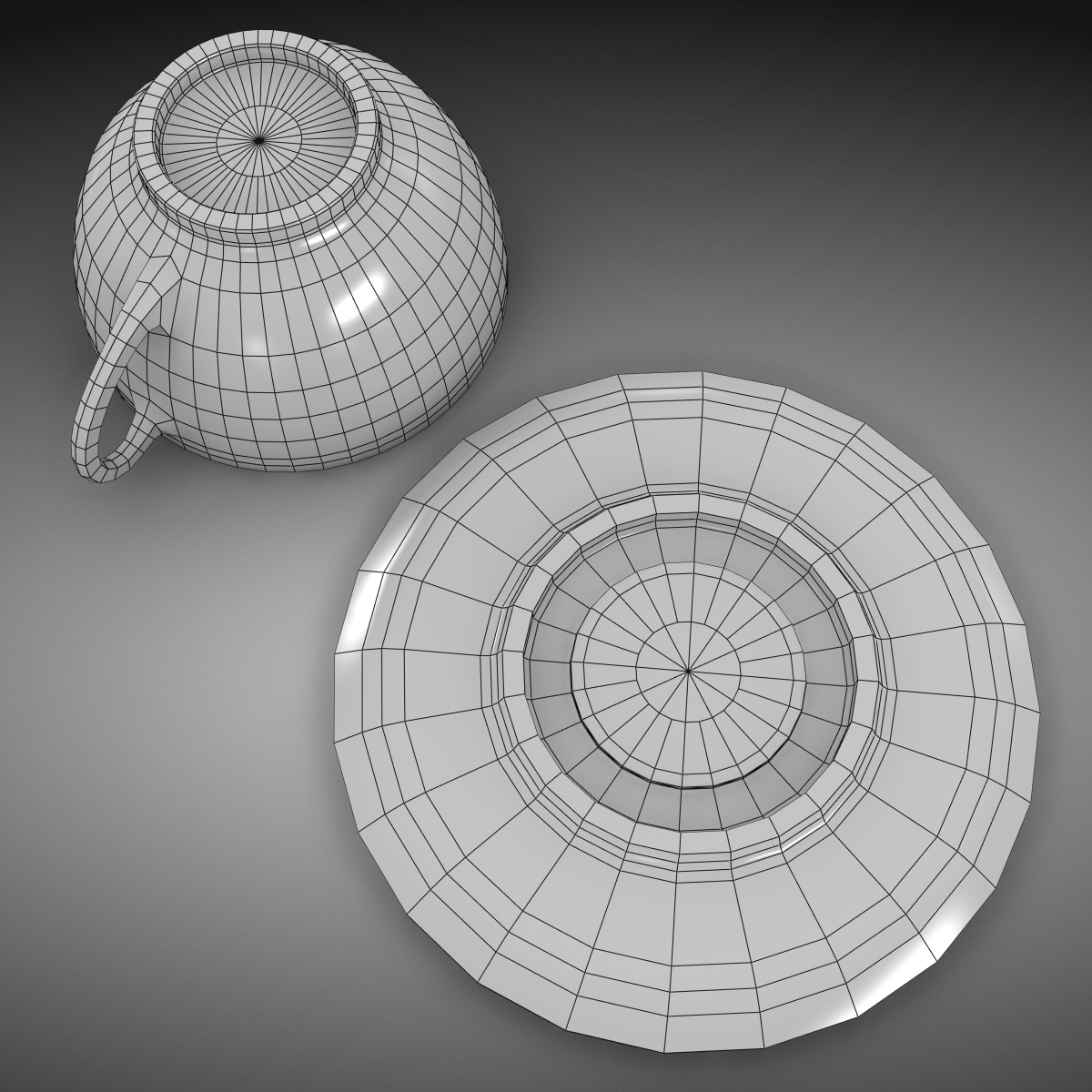 3d cup subdivided model