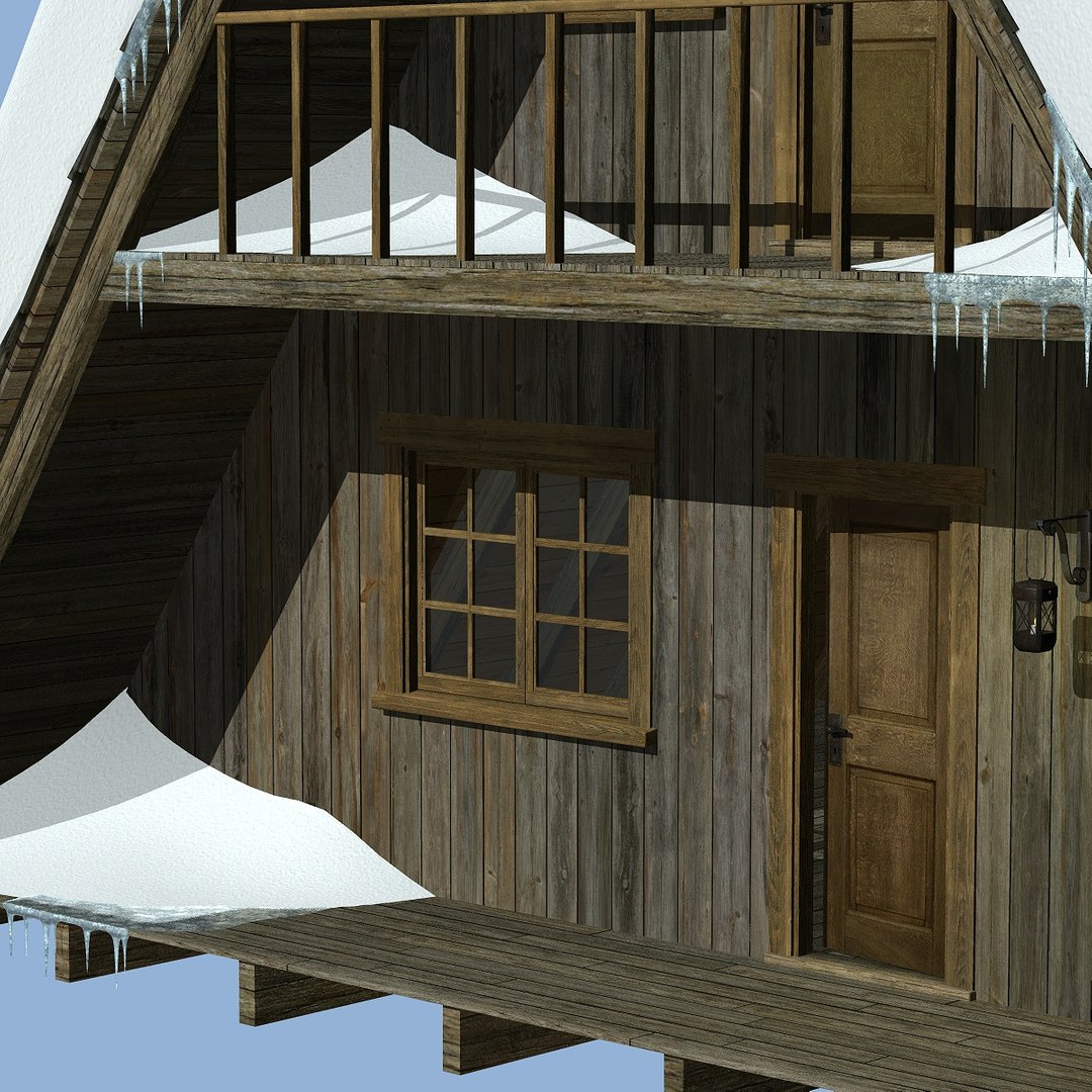 A-frame Chalet Snow Ice 3d Model