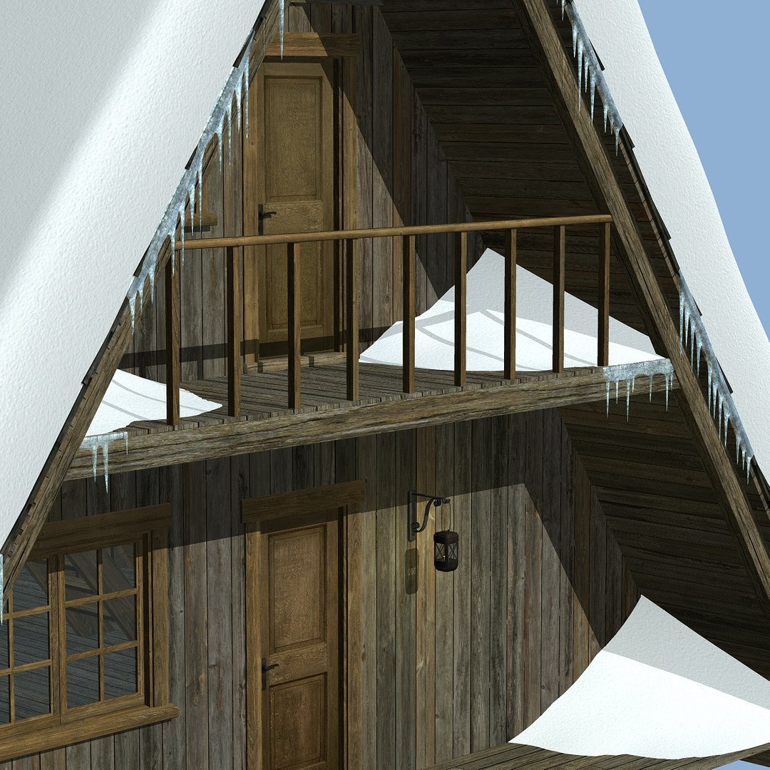 A-frame Chalet Snow Ice 3d Model