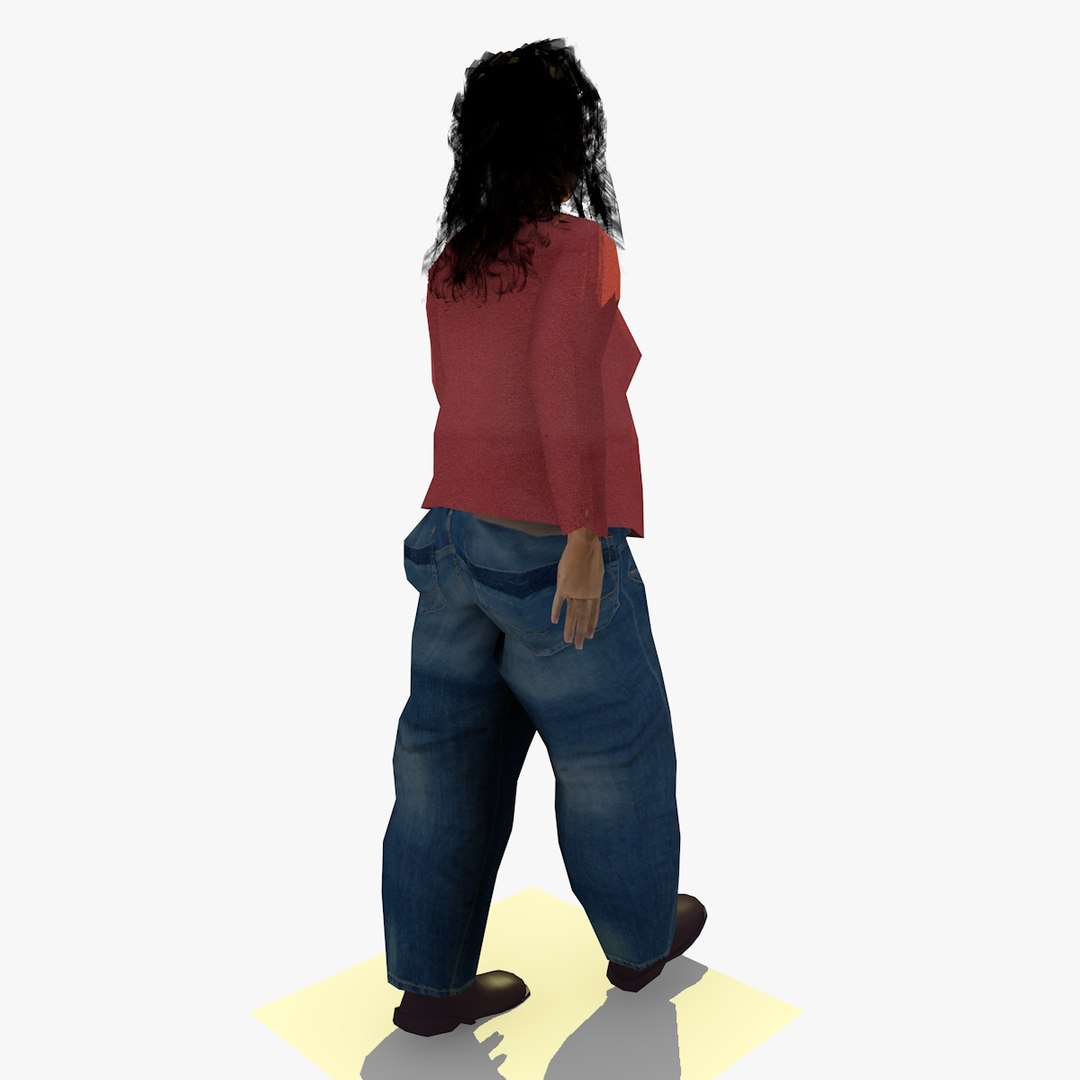 3d Realistically Walking African Female Body Model
