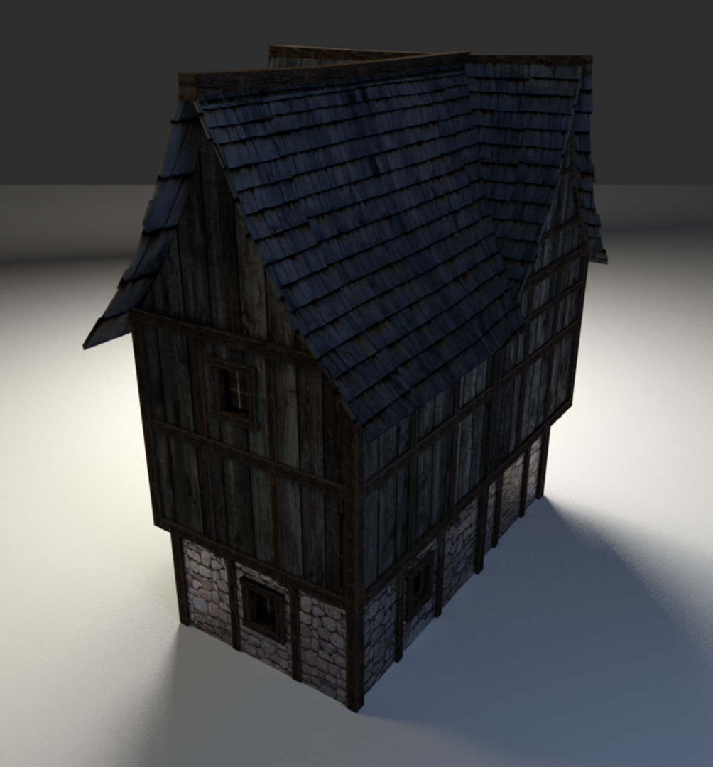 3d large medieval house model
