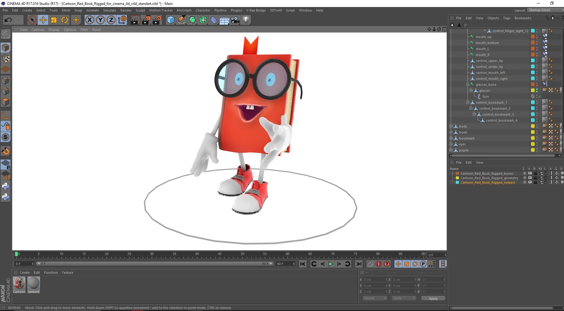 3D Cartoon Red Book Rigged For Cinema 4D - TurboSquid 2140451