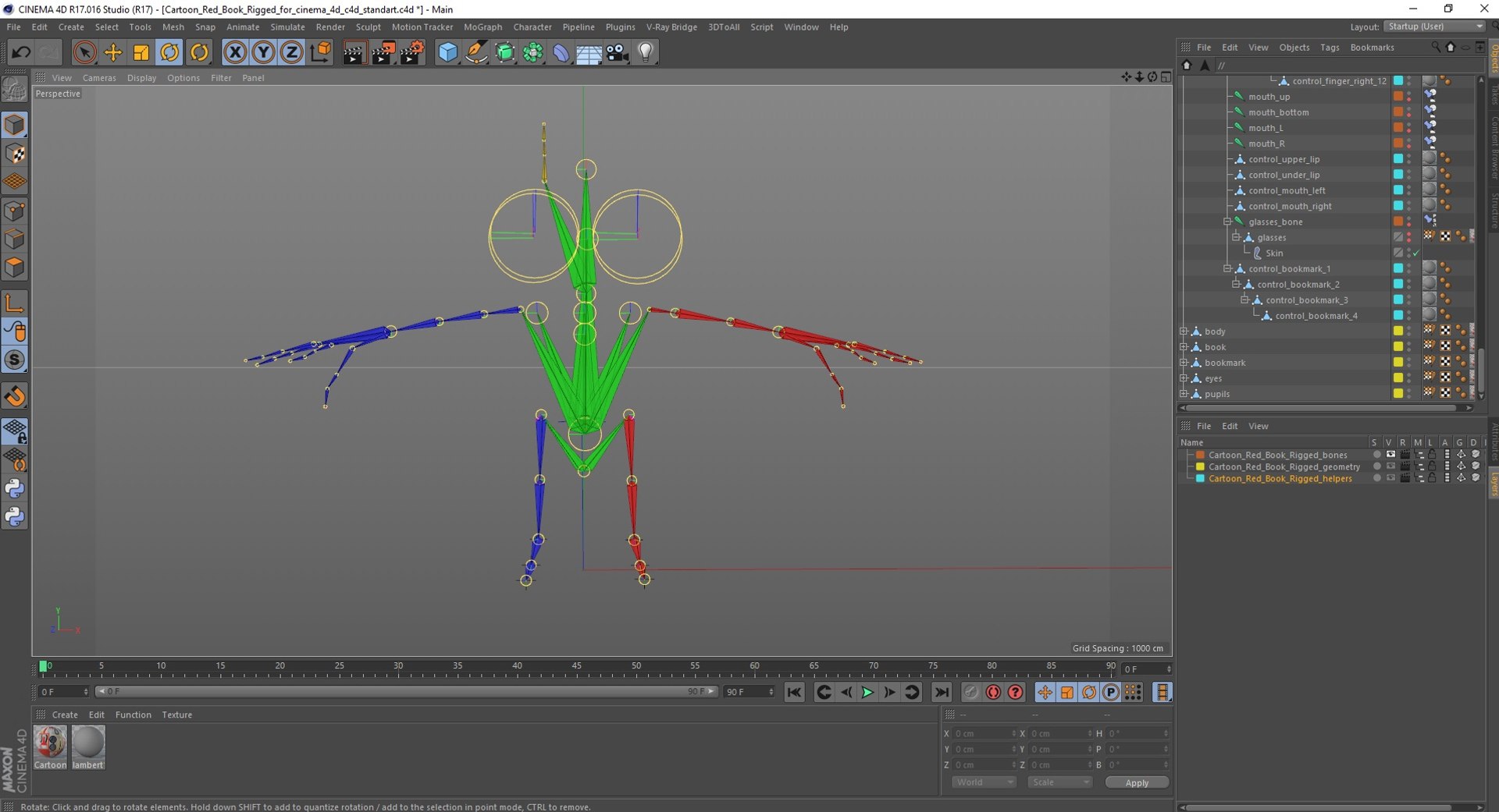 3D Cartoon Red Book Rigged For Cinema 4D - TurboSquid 2140451
