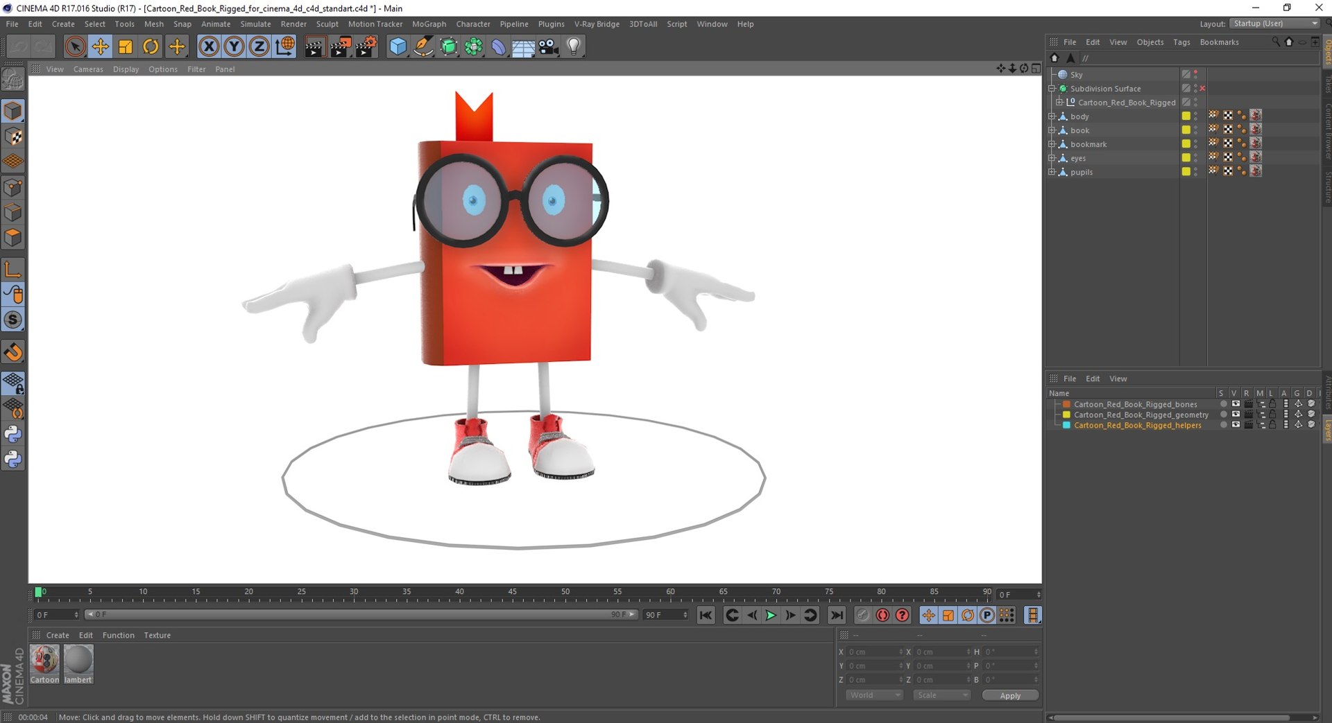 3D Cartoon Red Book Rigged For Cinema 4D - TurboSquid 2140451