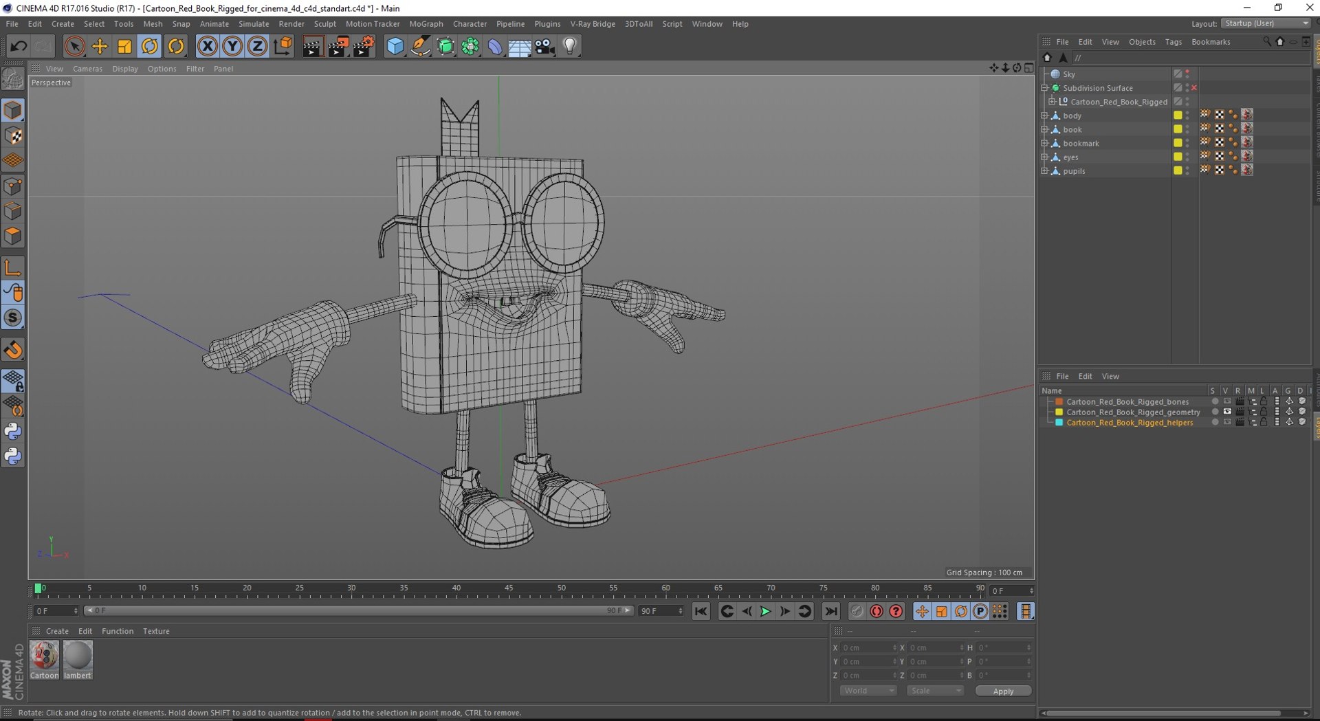 3D Cartoon Red Book Rigged For Cinema 4D - TurboSquid 2140451
