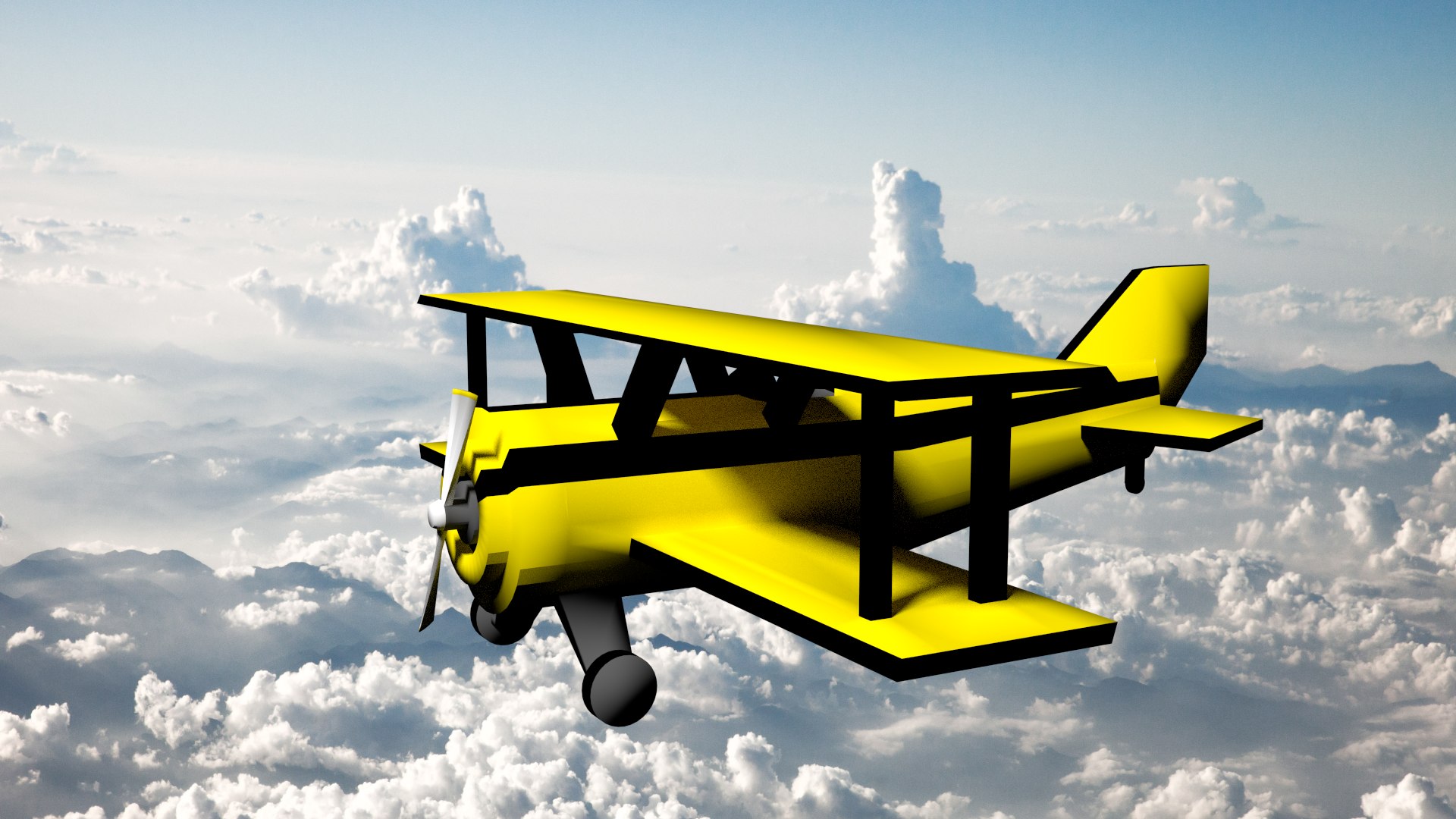 biplane sky 3d obj
