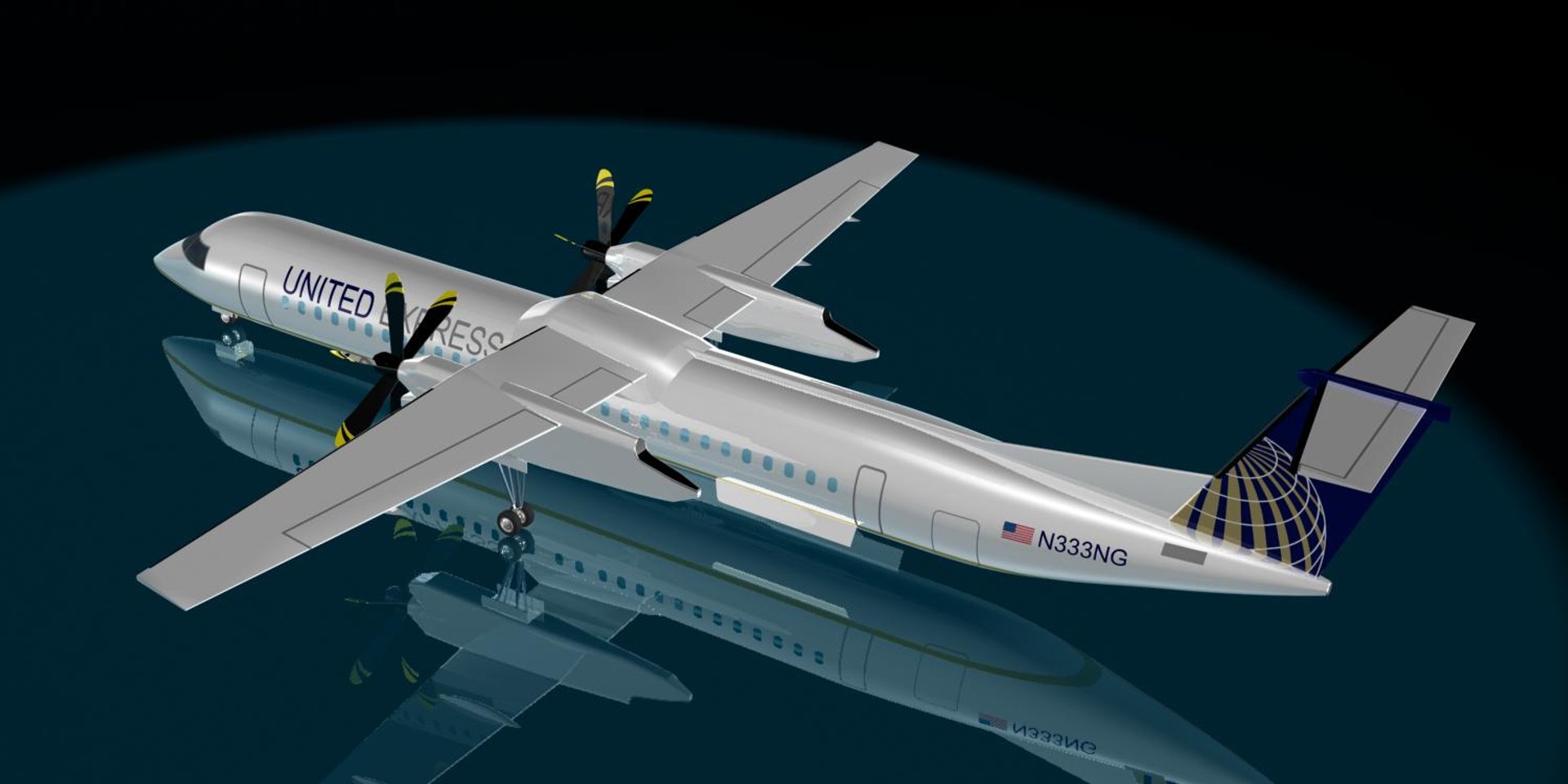 United Airlines Dash 8-400 3d Model