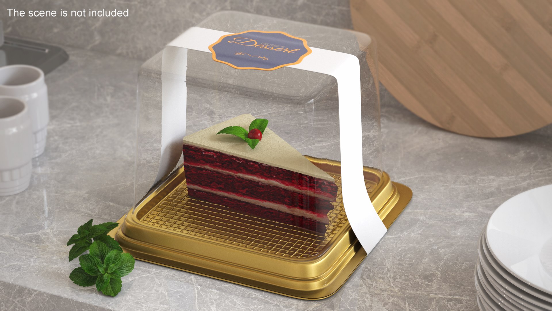 Cake Slice Box Square Gold 3D Model - TurboSquid 1985989