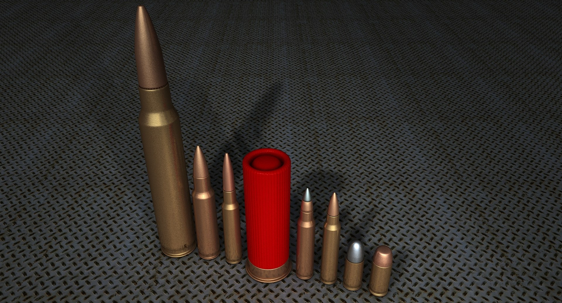 Set 8 Bullets S 3d Model