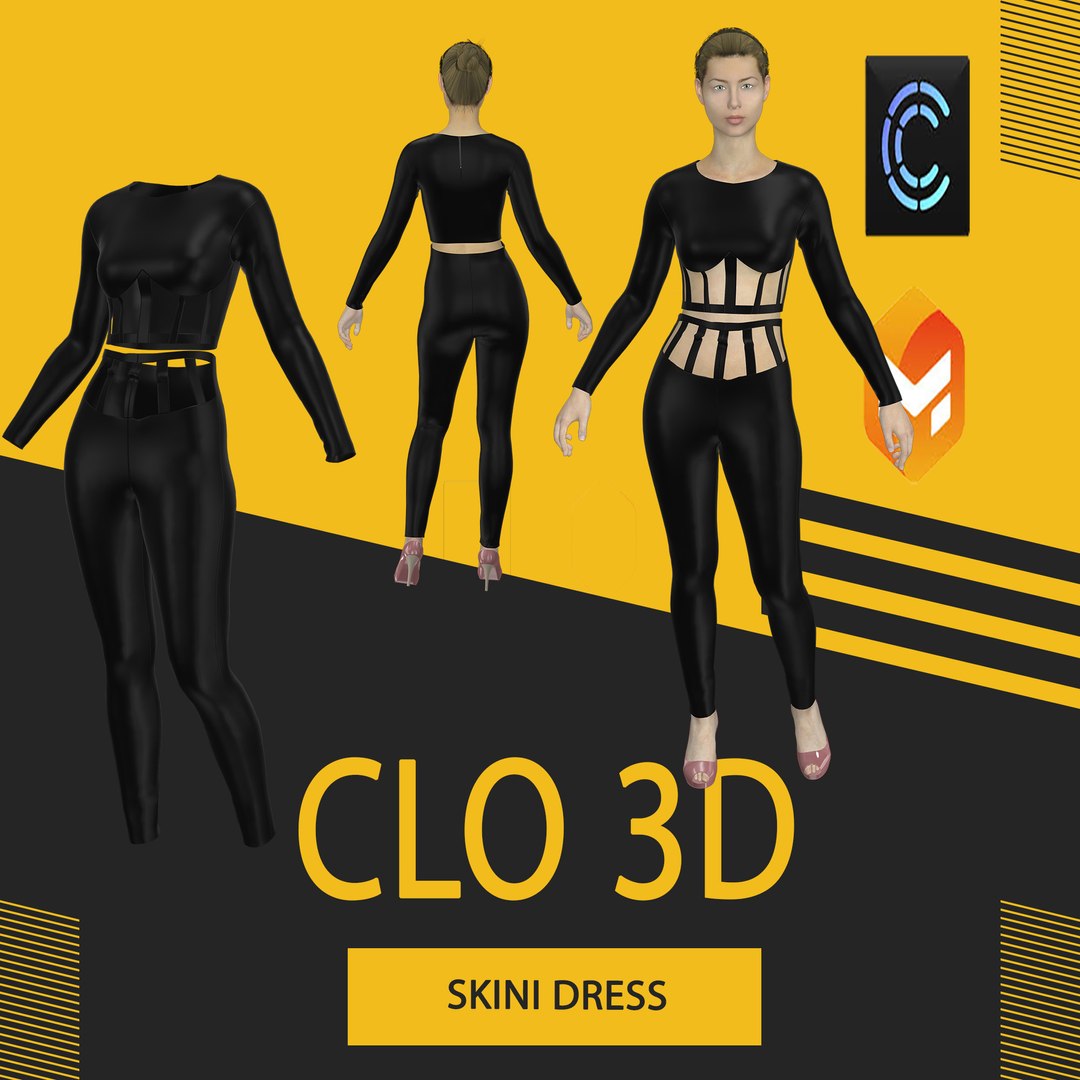 3D Model Skini Dress Marvelous Designer Or Clo3D ZPRJ - TurboSquid 2324525