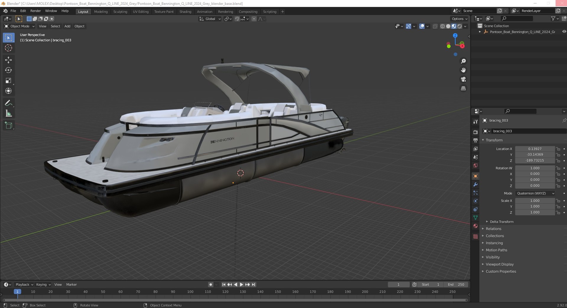 3D Pontoon Boat Bennington Q LINE 2024 Grey Model - TurboSquid 2270301
