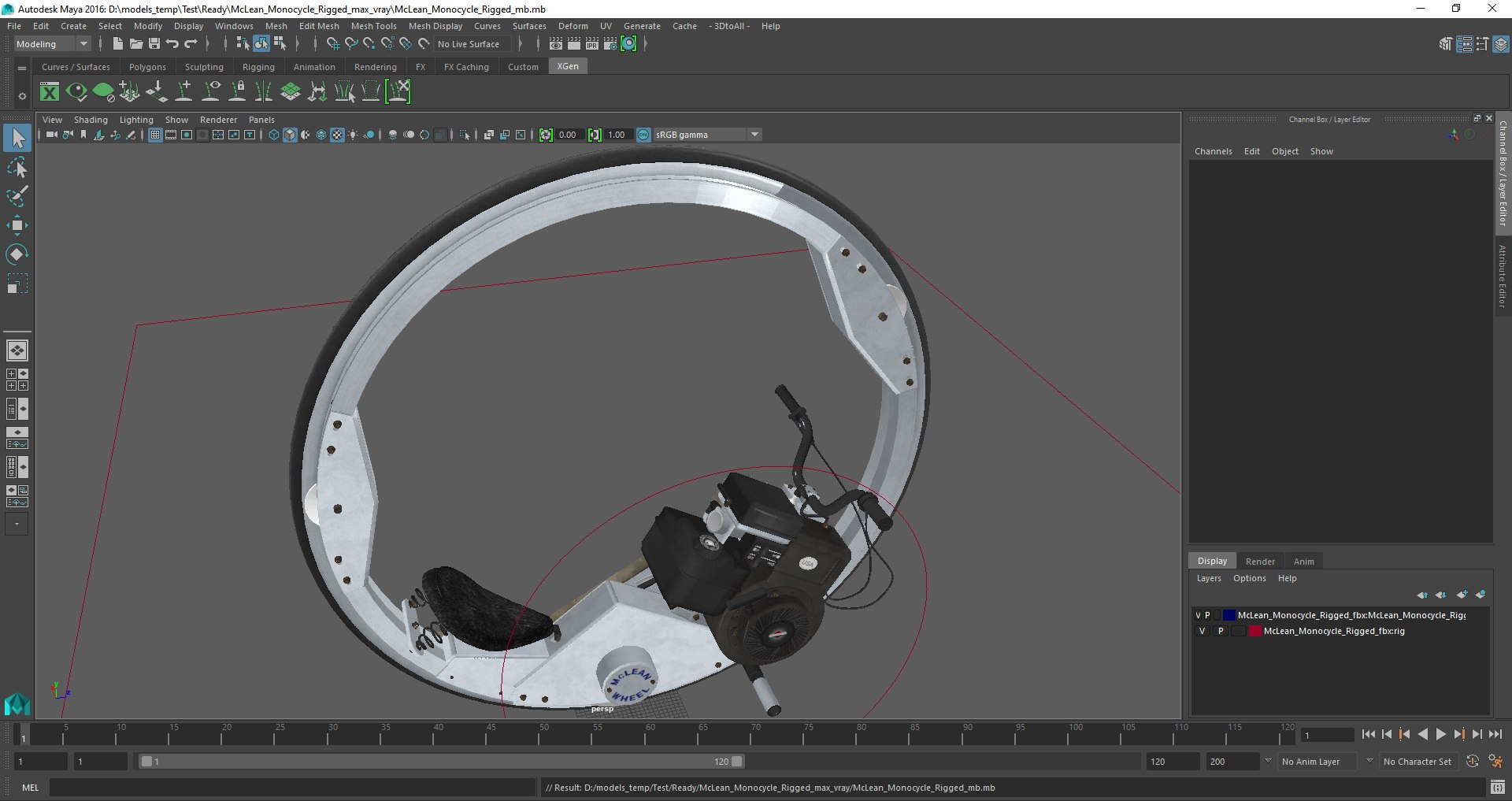 3D McLean Monocycle Rigged for Maya - TurboSquid 1882668