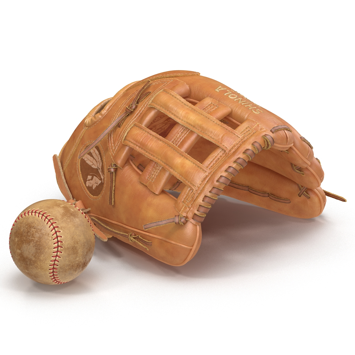 3d baseball glove ball model
