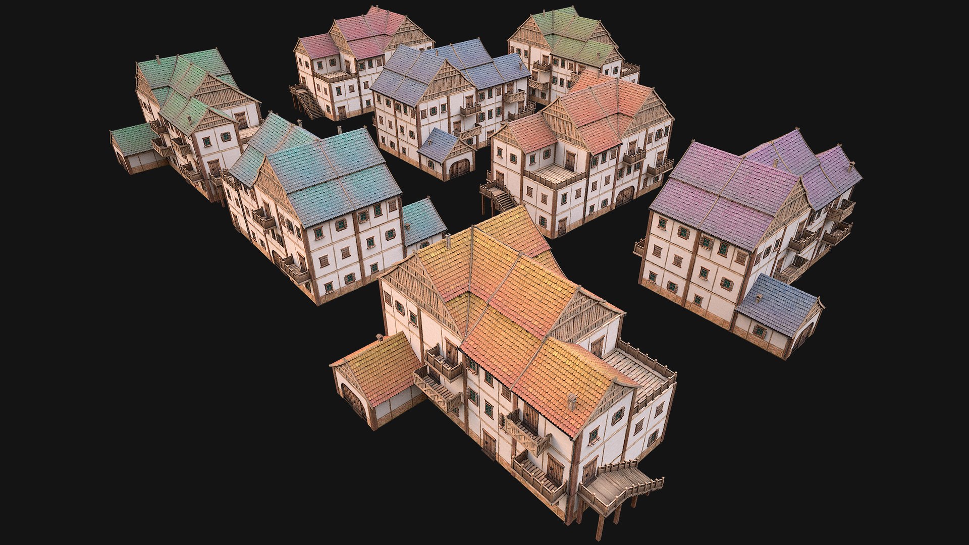 3D model Medieval Town House Hotel Palace - TurboSquid 2172055