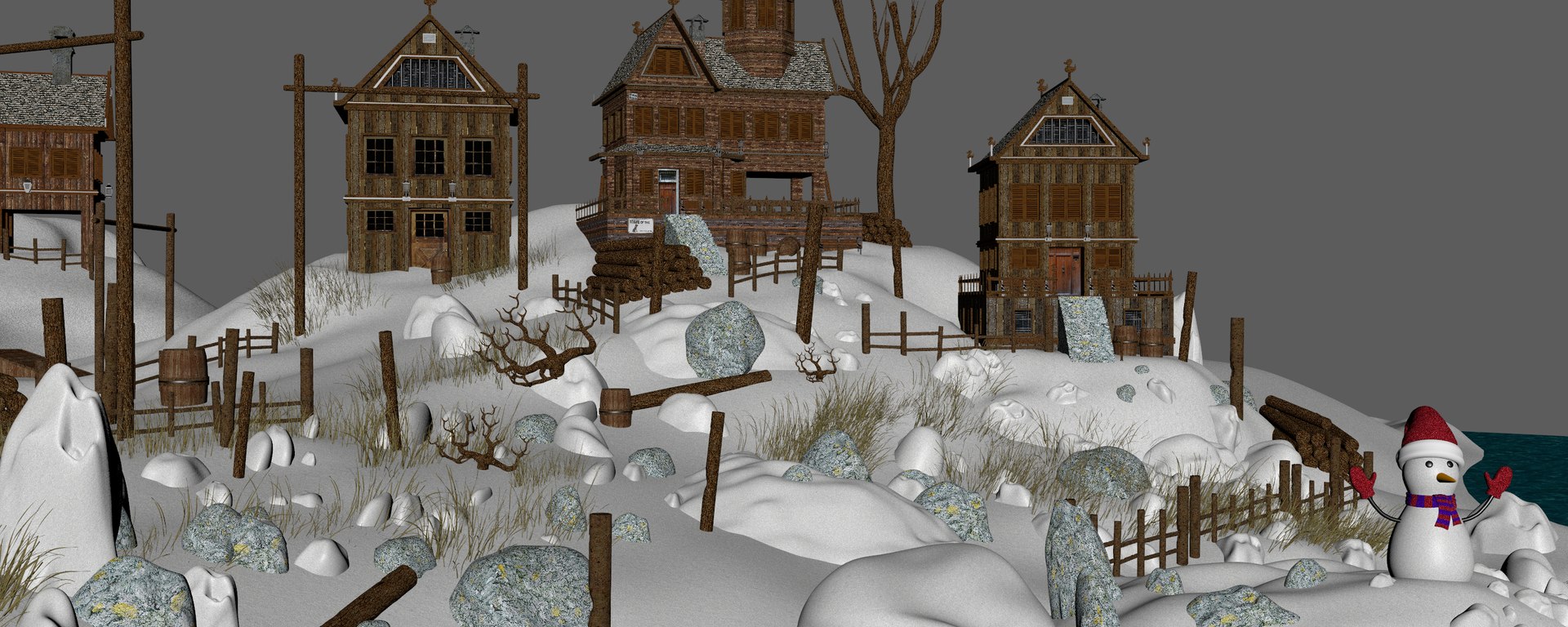 Town Snow Rustic Model - TurboSquid 1245226