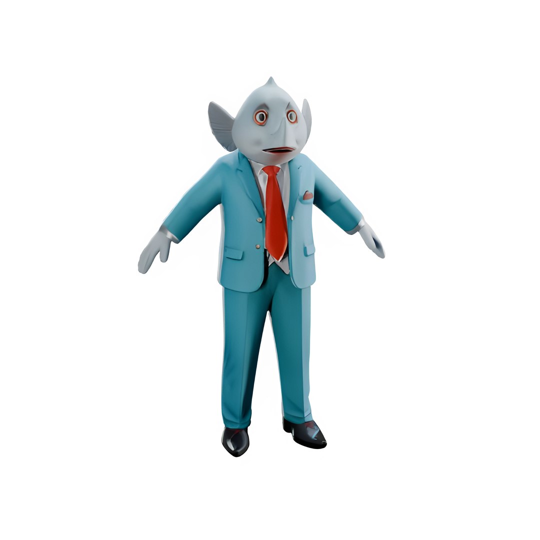 Fish Character Figurine In Business Suit Model - TurboSquid 2299047