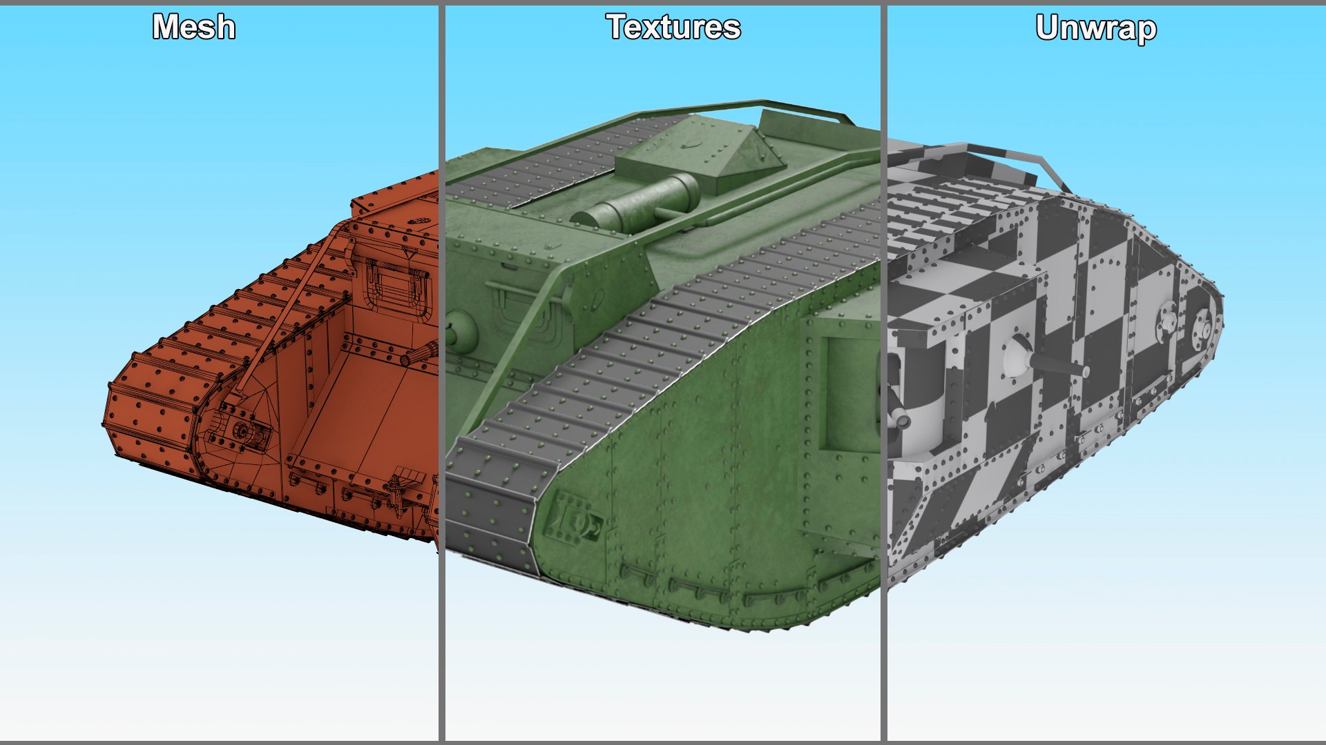 Tank MK 4 Male Green 3D Model - TurboSquid 2238357