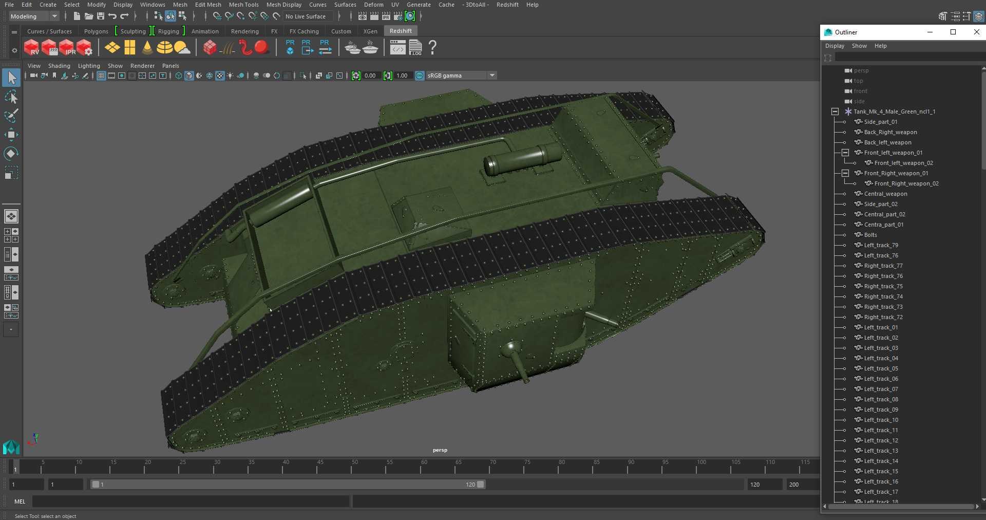 Tank MK 4 Male Green 3D Model - TurboSquid 2238357
