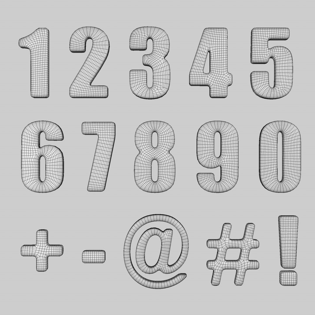 Numbers from 1 to 9 with exclamation marks 3D model - TurboSquid 2144558