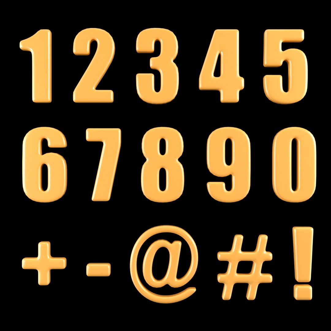 Numbers From 1 To 9 With Exclamation Marks 3D Model - TurboSquid 2144558
