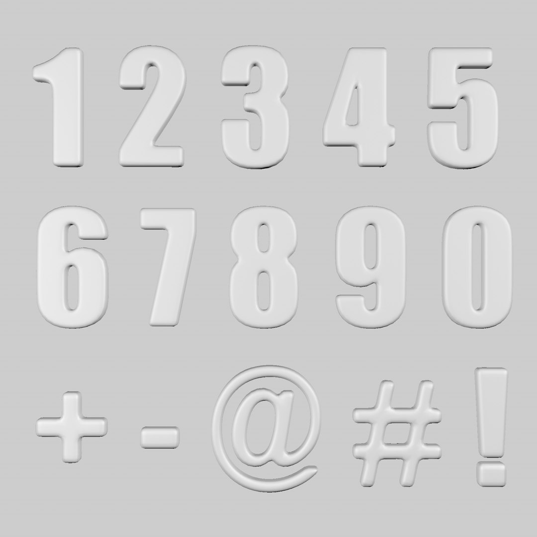 Numbers From 1 To 9 With Exclamation Marks 3D Model - TurboSquid 2144558