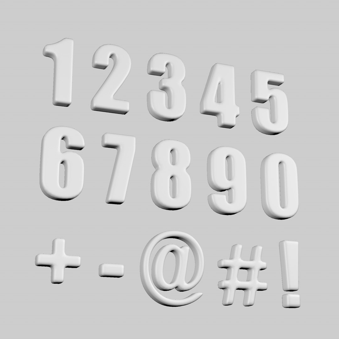 Numbers From 1 To 9 With Exclamation Marks 3D Model - TurboSquid 2144558