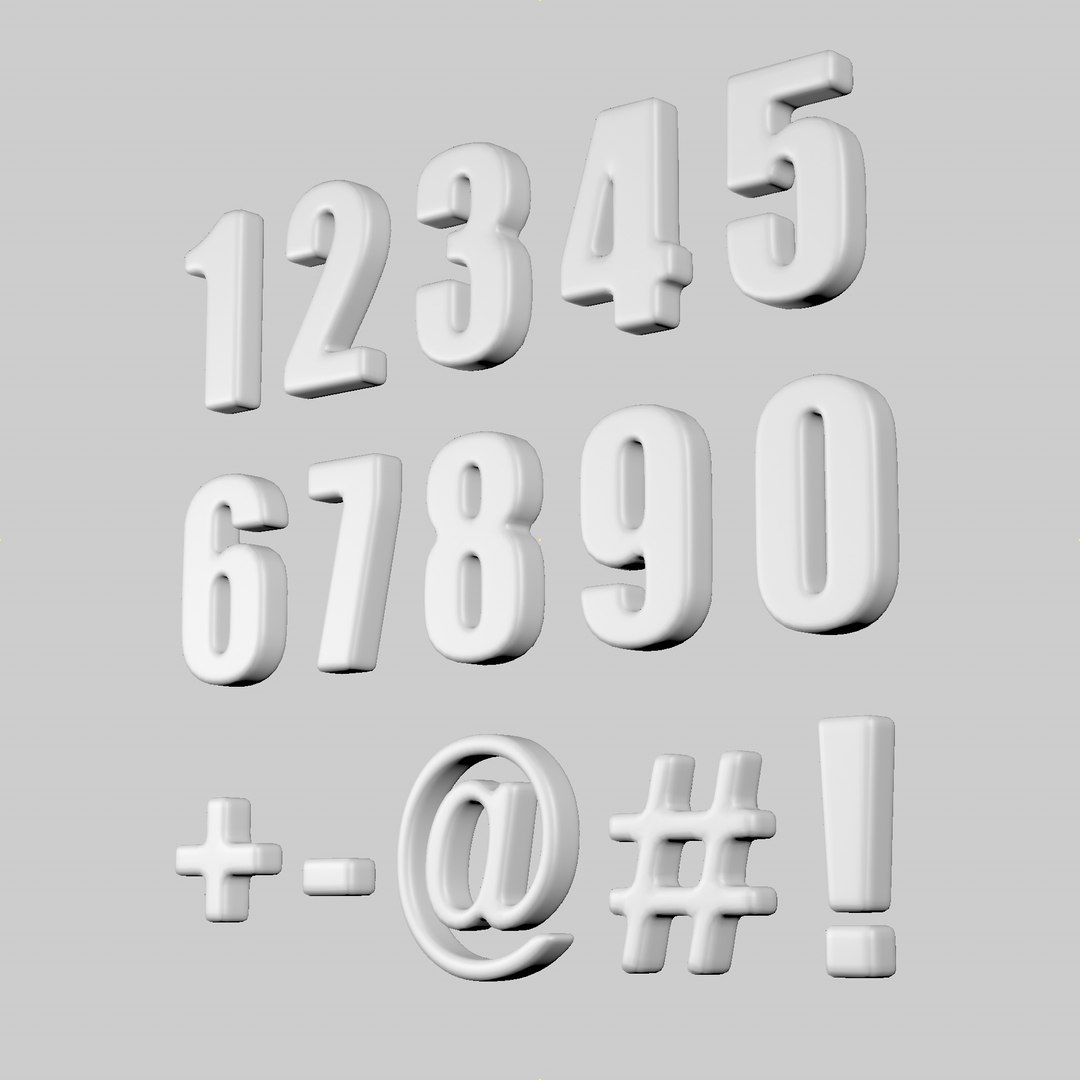 Numbers From 1 To 9 With Exclamation Marks 3D Model - TurboSquid 2144558