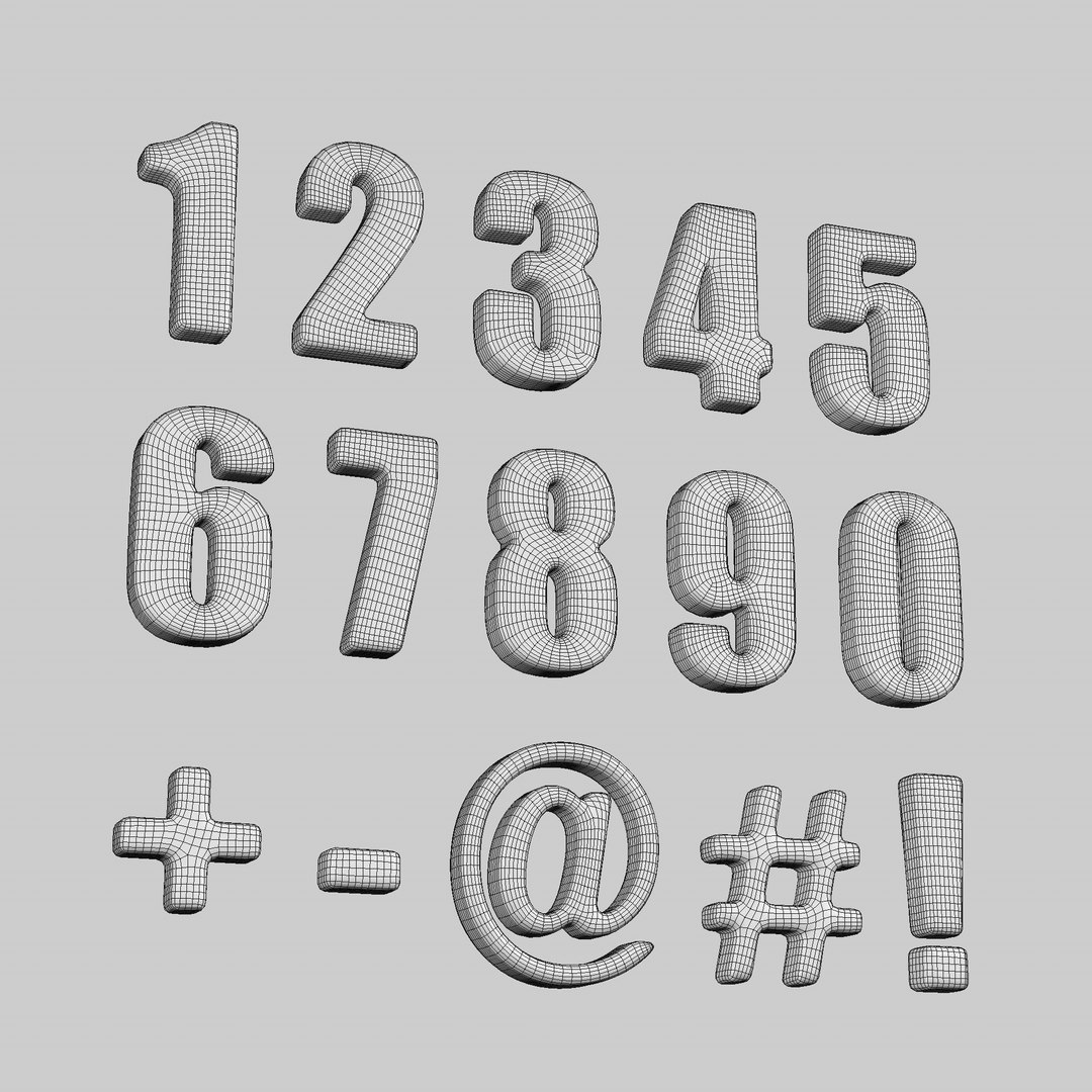 Numbers From 1 To 9 With Exclamation Marks 3D Model - TurboSquid 2144558