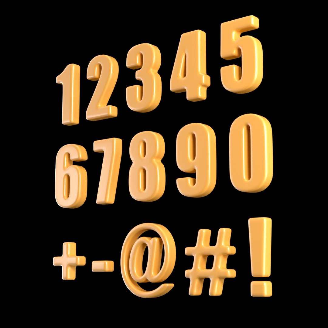 Numbers From 1 To 9 With Exclamation Marks 3D Model - TurboSquid 2144558