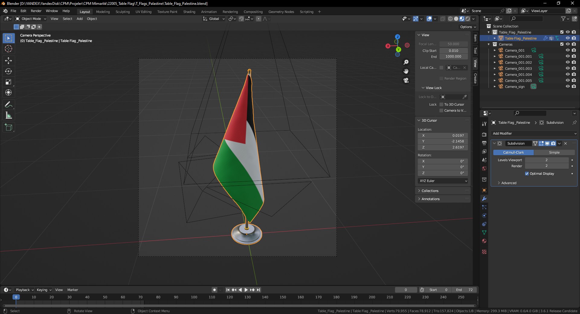 Table Flag Palestine 3D Model - TurboSquid 2102955