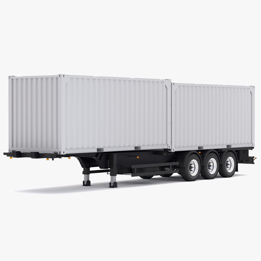 Chassis Semi Trailer with Shipping Containers 3D - TurboSquid 2026972