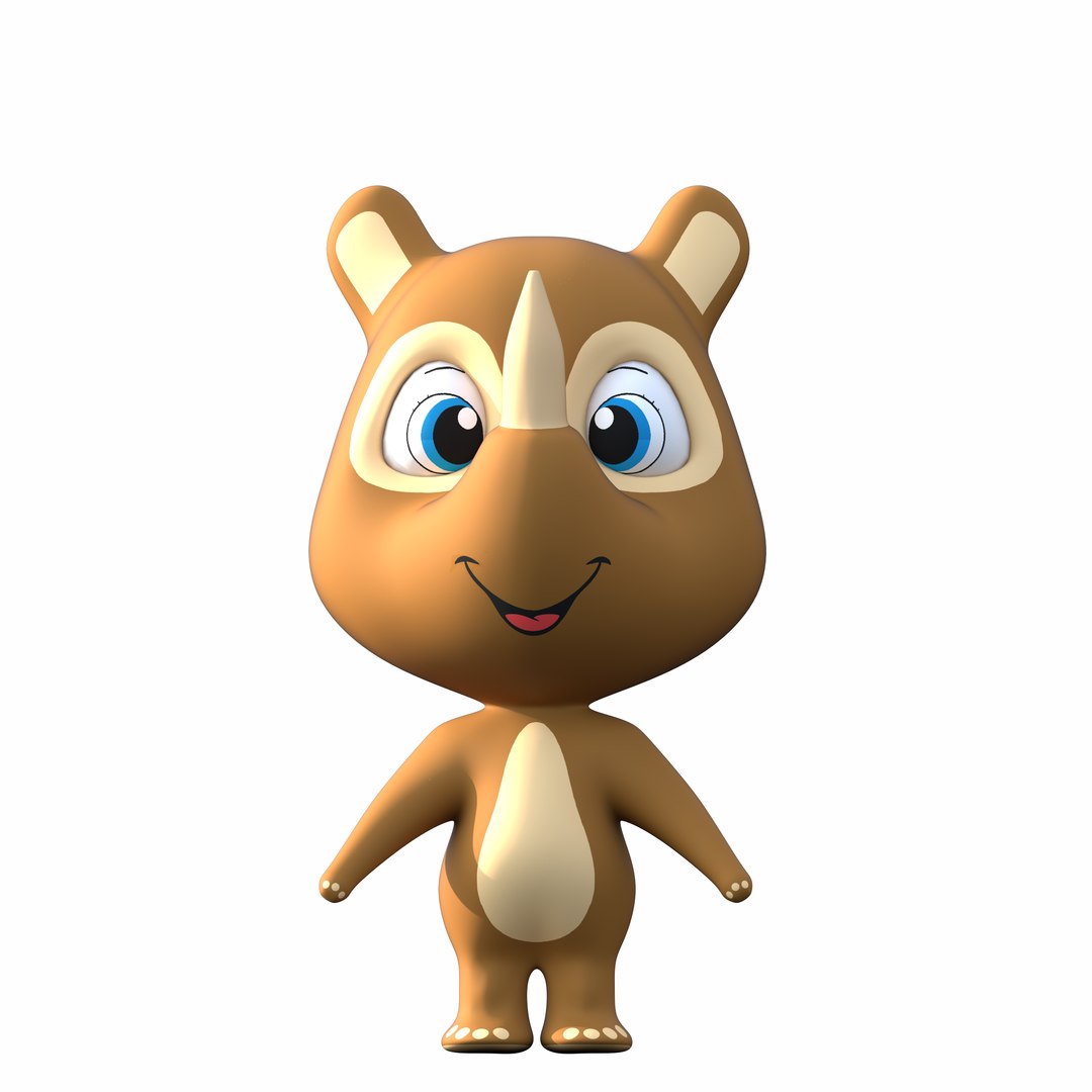 Cute Rhinoceros Cartoon Character 3D - TurboSquid 2189952