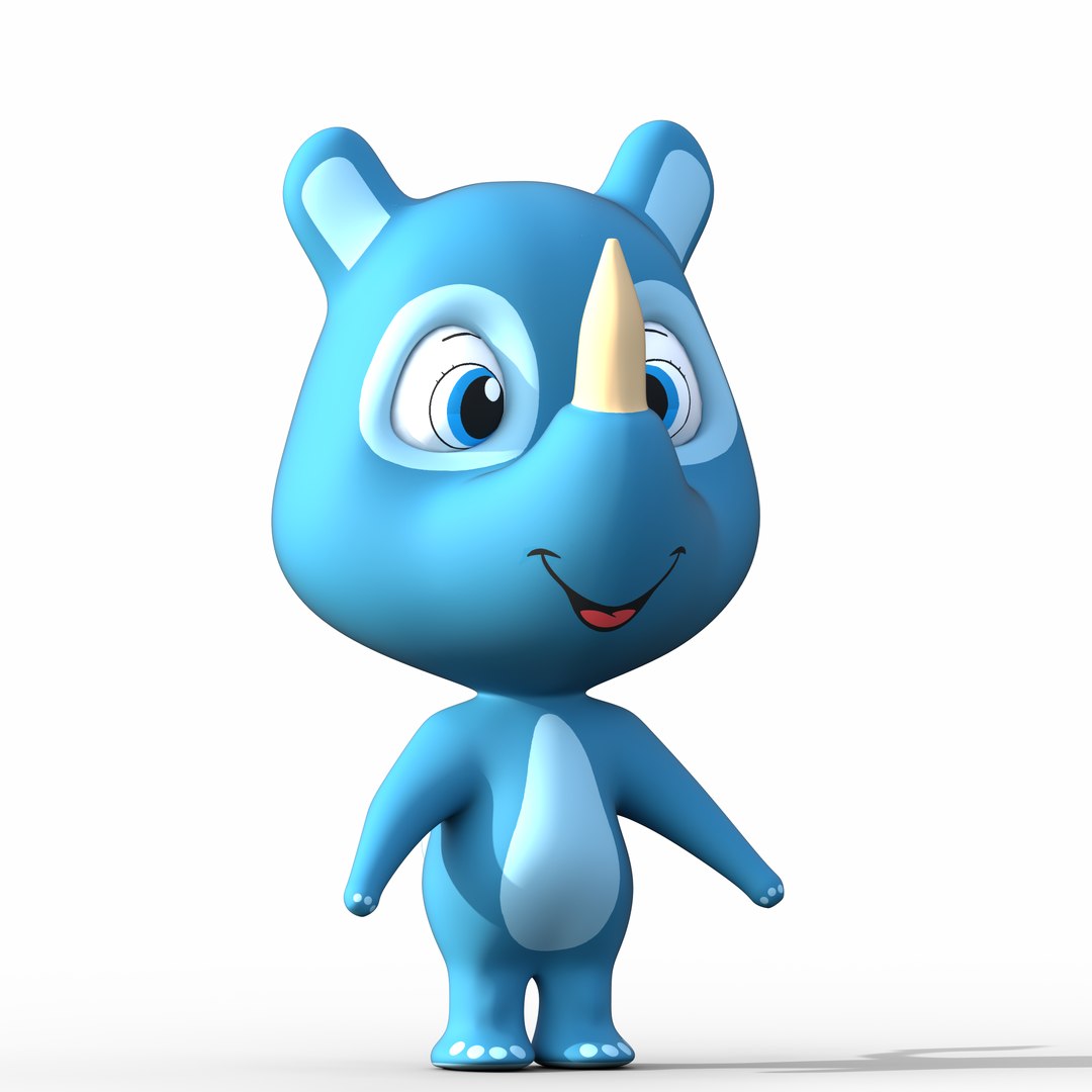 Cute Rhinoceros Cartoon Character 3D - TurboSquid 2189952