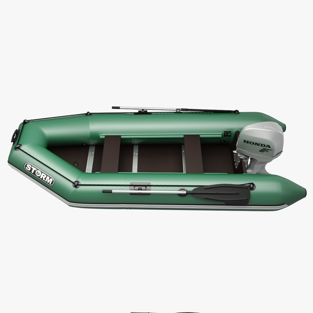 Inflatable Engine Boat Green 3d Max