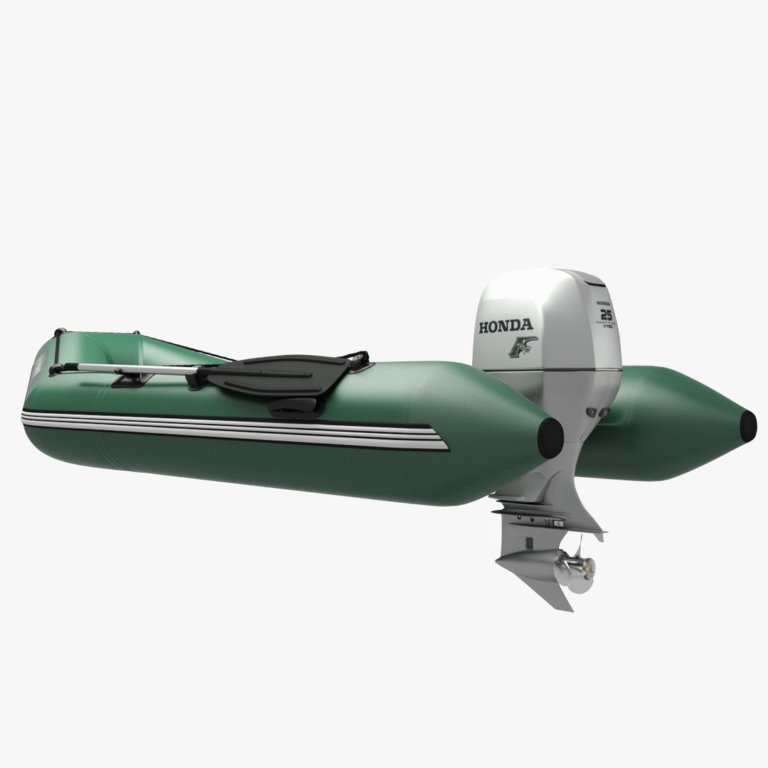 Inflatable Engine Boat Green 3d Max