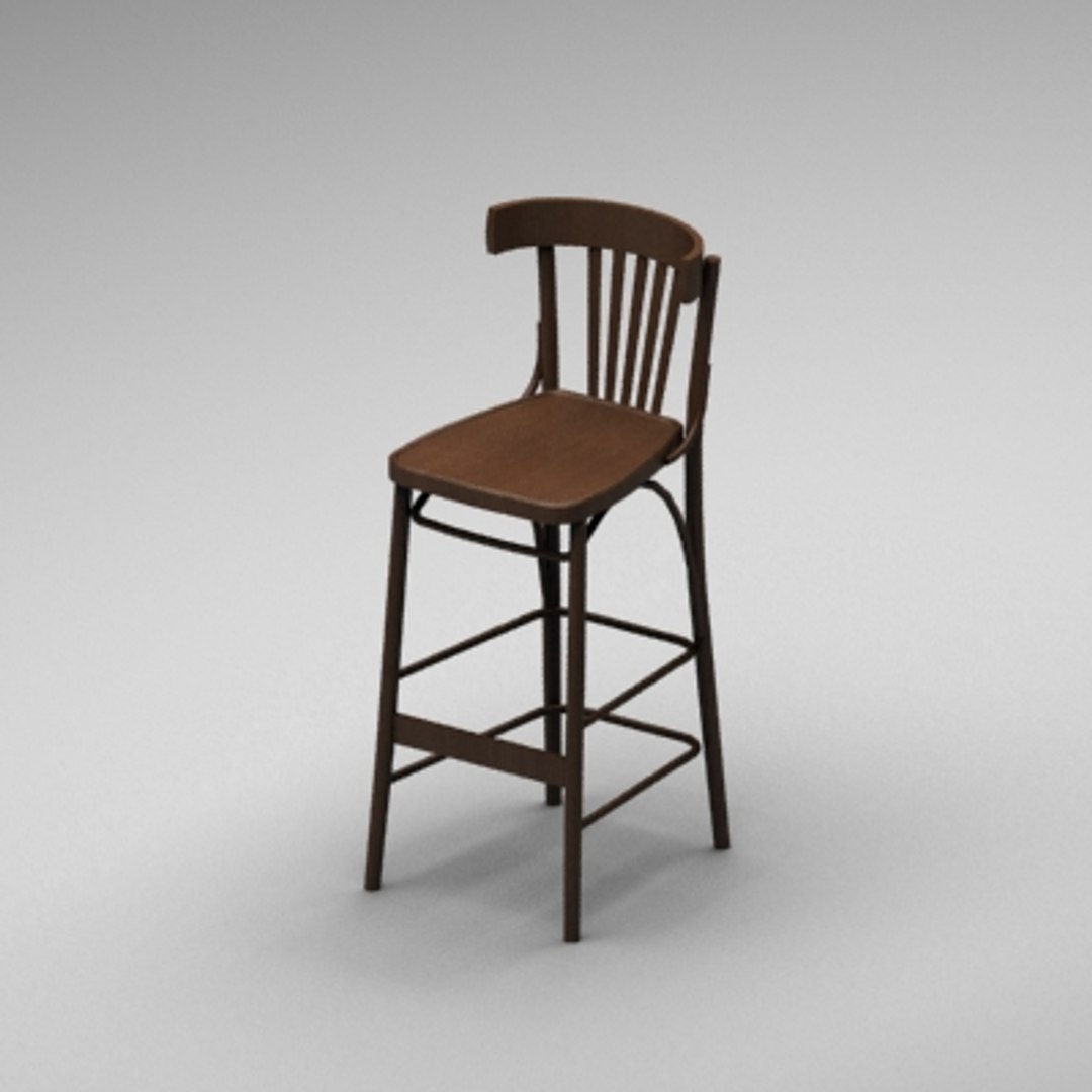 3ds max pub wood bar chair