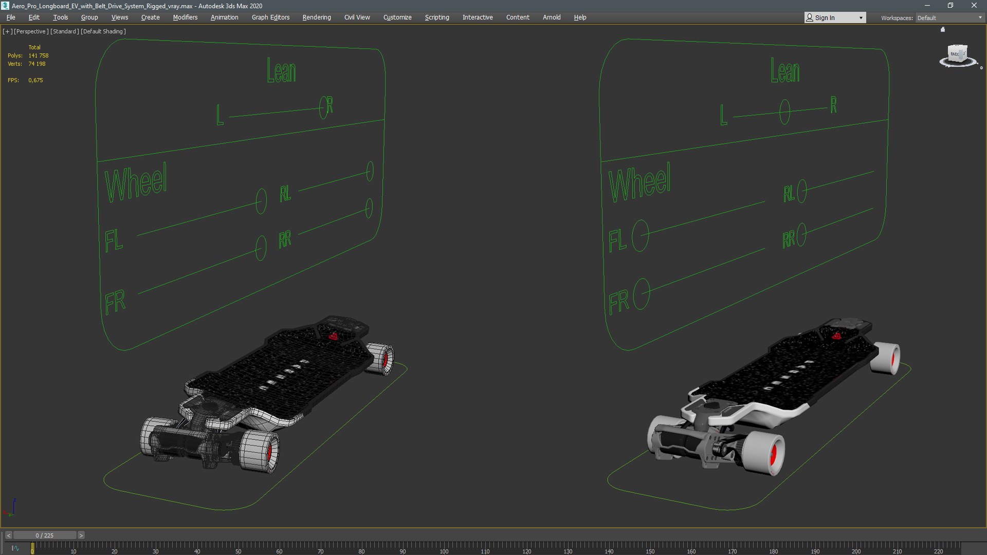 3D Aero Pro Longboard EV With Belt Drive System Rigged Model ...