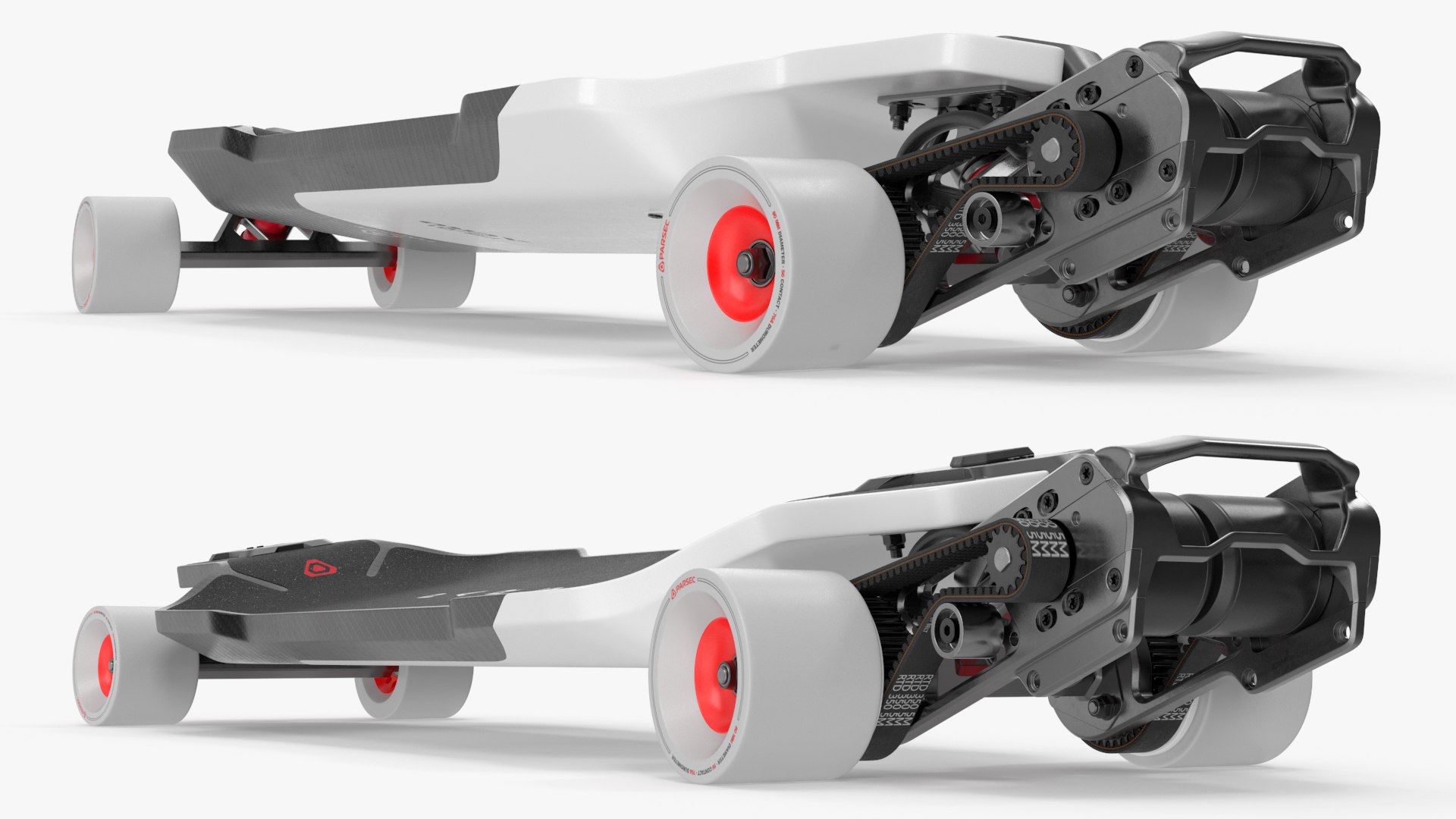 3D Aero Pro Longboard EV With Belt Drive System Rigged Model ...