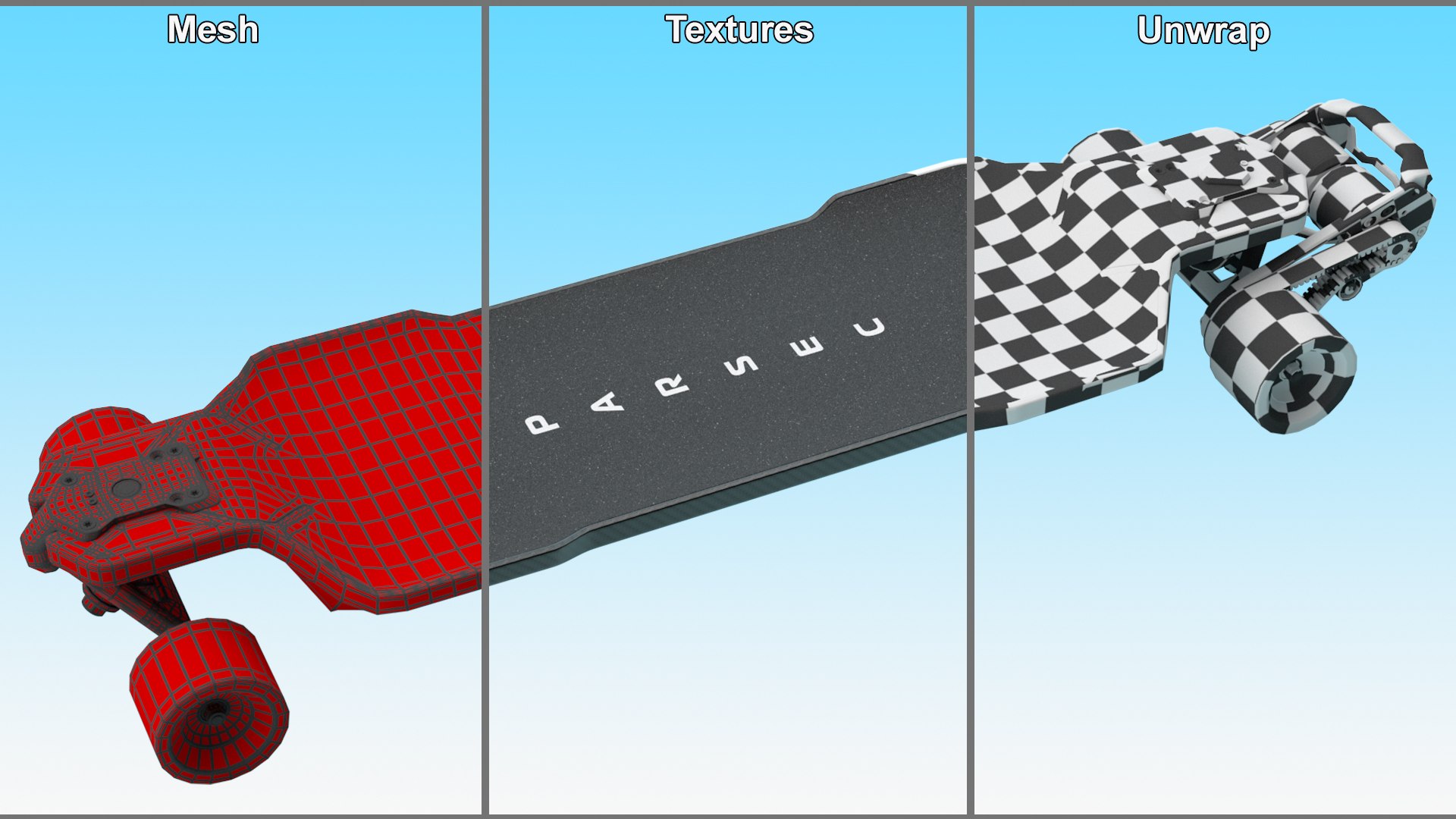 3D Aero Pro Longboard EV With Belt Drive System Rigged Model ...