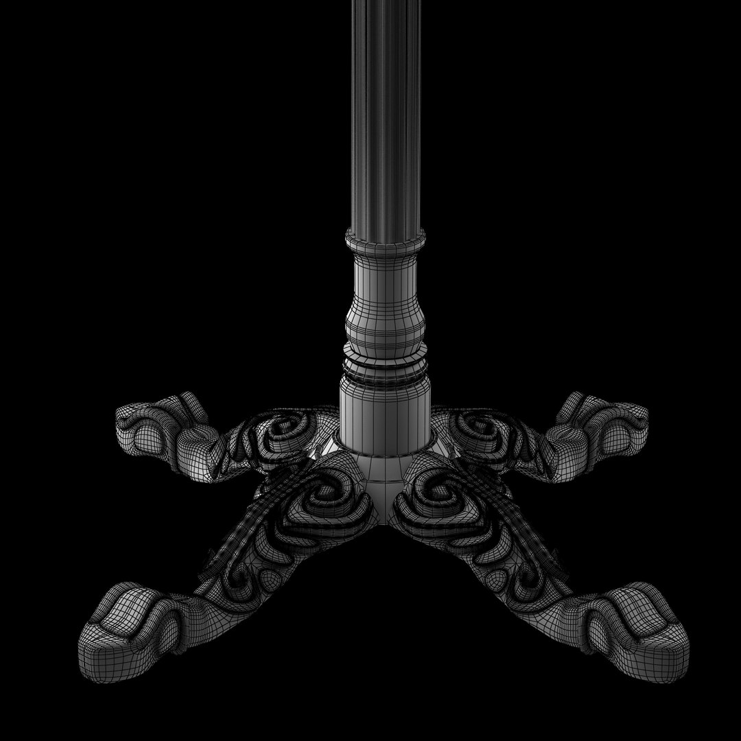 3d Cast Iron Oak Restaurant Table Model