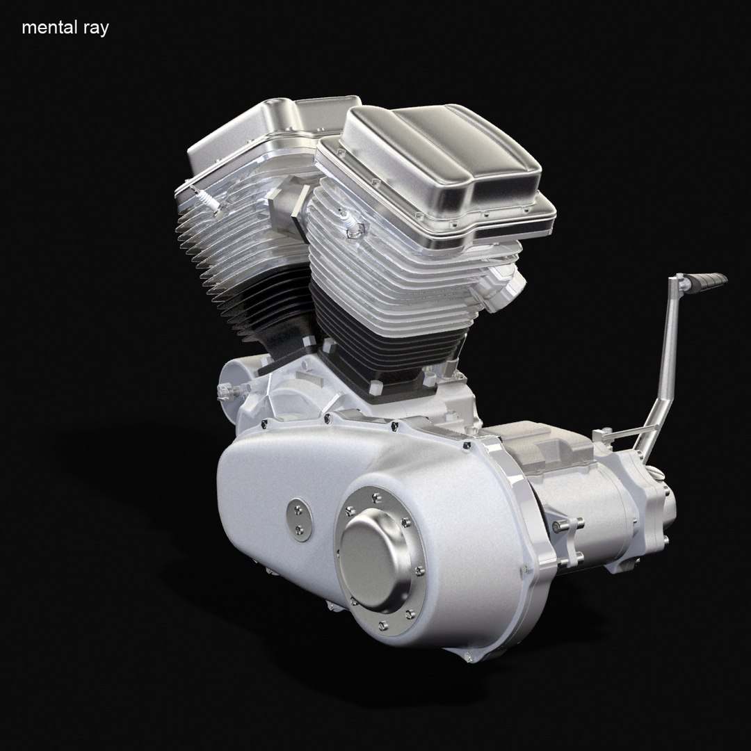 v2 twin engine 3d model