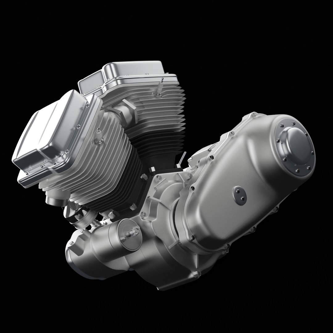 v2 twin engine 3d model