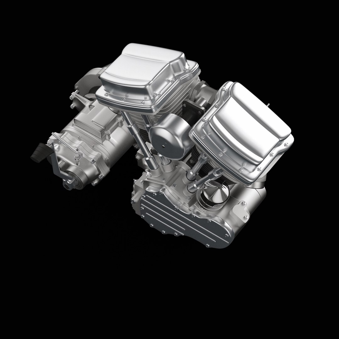v2 twin engine 3d model