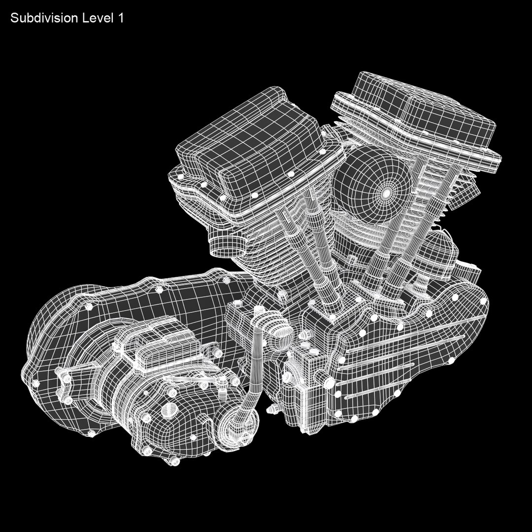 v2 twin engine 3d model