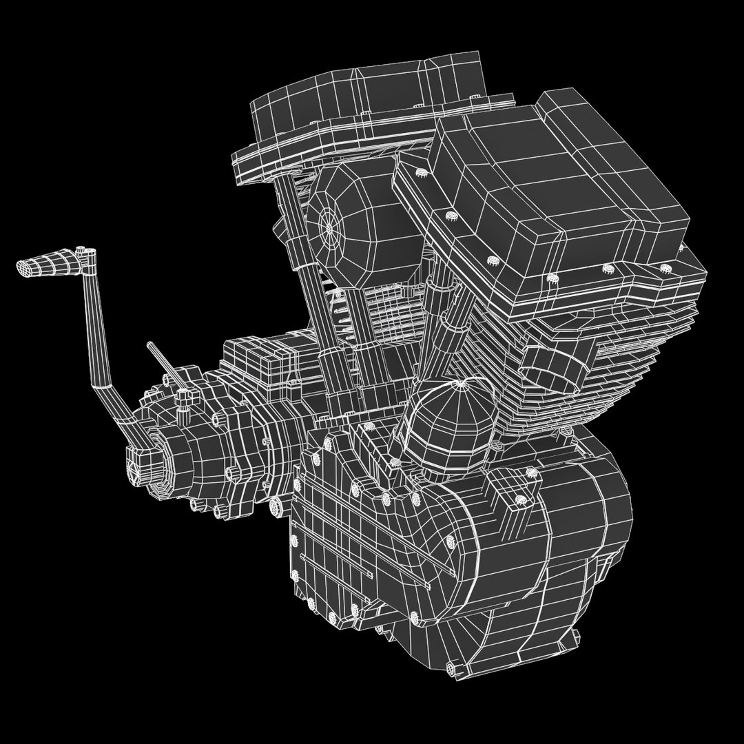 v2 twin engine 3d model