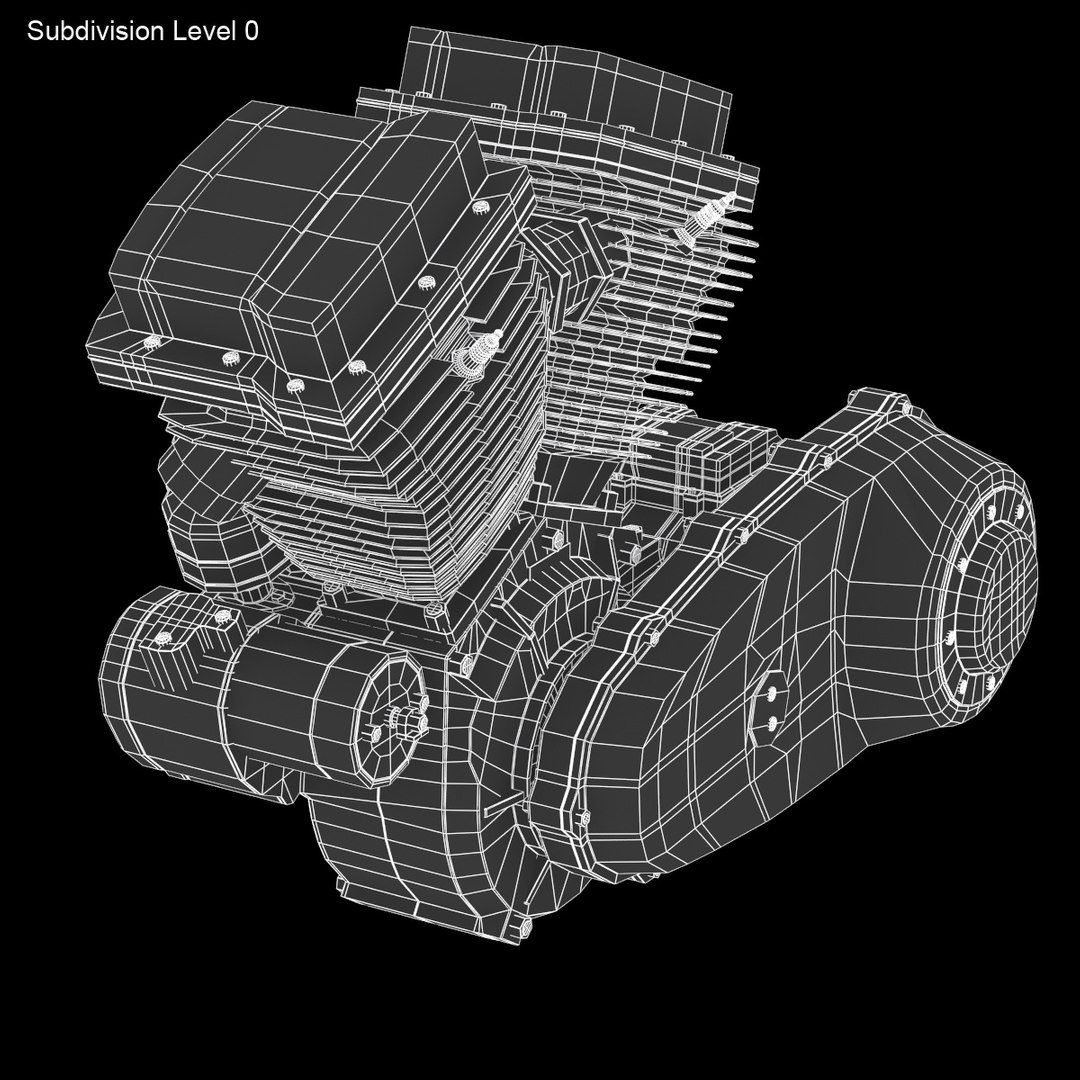 v2 twin engine 3d model