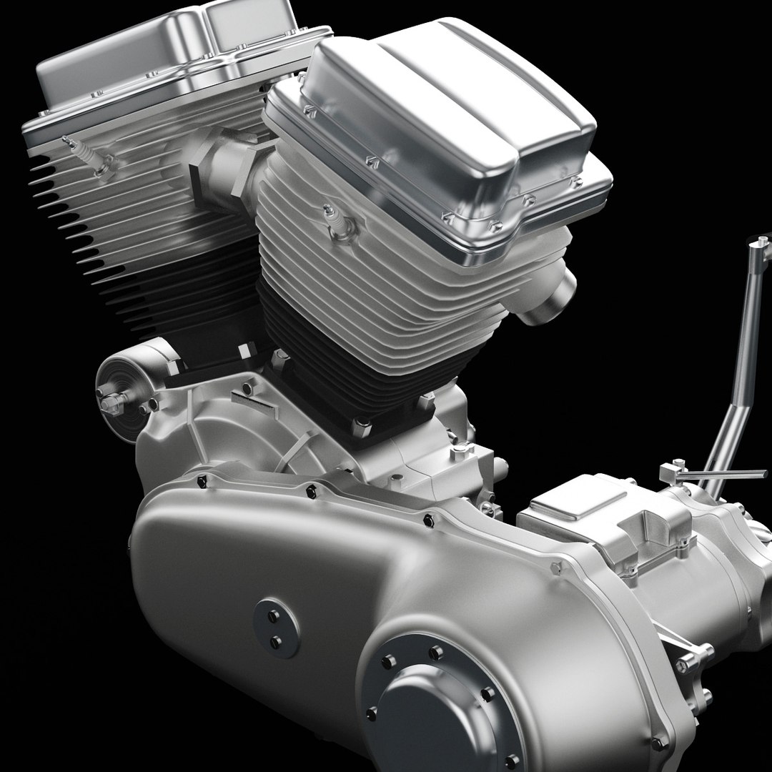 v2 twin engine 3d model